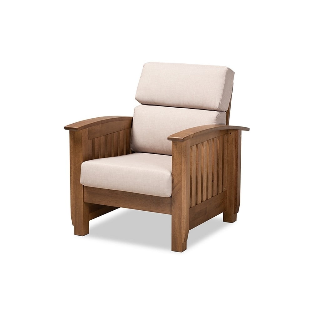 Charlotte Modern Classic Mission Style Taupe Fabric Upholstered Wood 1 ...