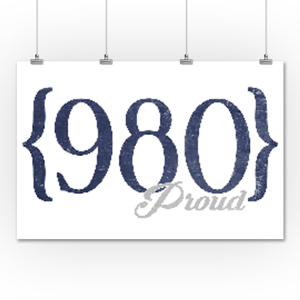 Charlotte, North Carolina - 980 Area Code (Blue) - Lantern Press ...