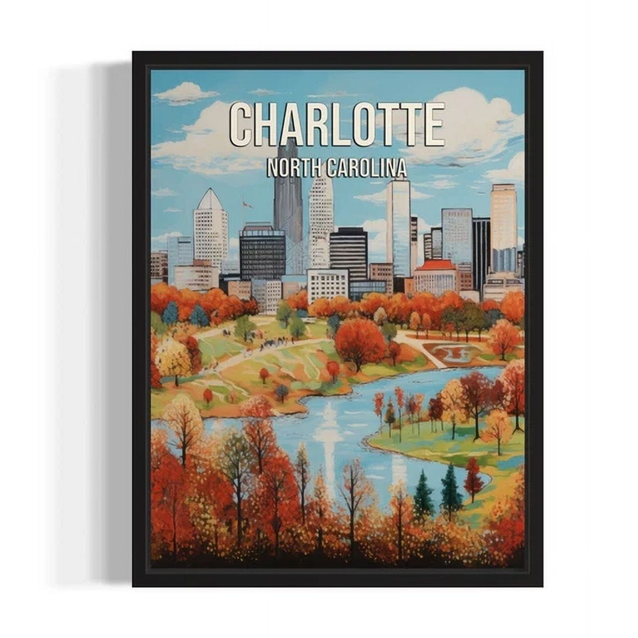 Charlotte North Carolina City Skyline Art Print Poster City Wall Art ...