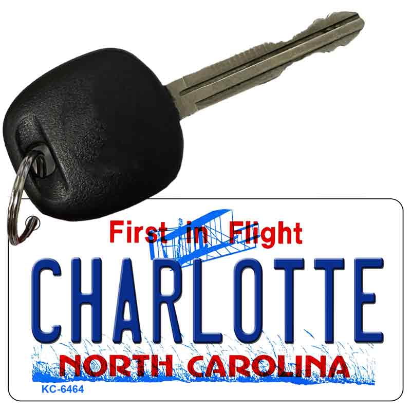 Charlotte North Carolina State License Plate Tag Key Chain KC-6464 3" x ...