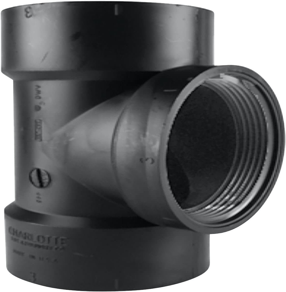 Charlotte Pipe 3 in. Hub x 3 in. Dia. Hub ABS DWV Flush Cleanout Tee ...