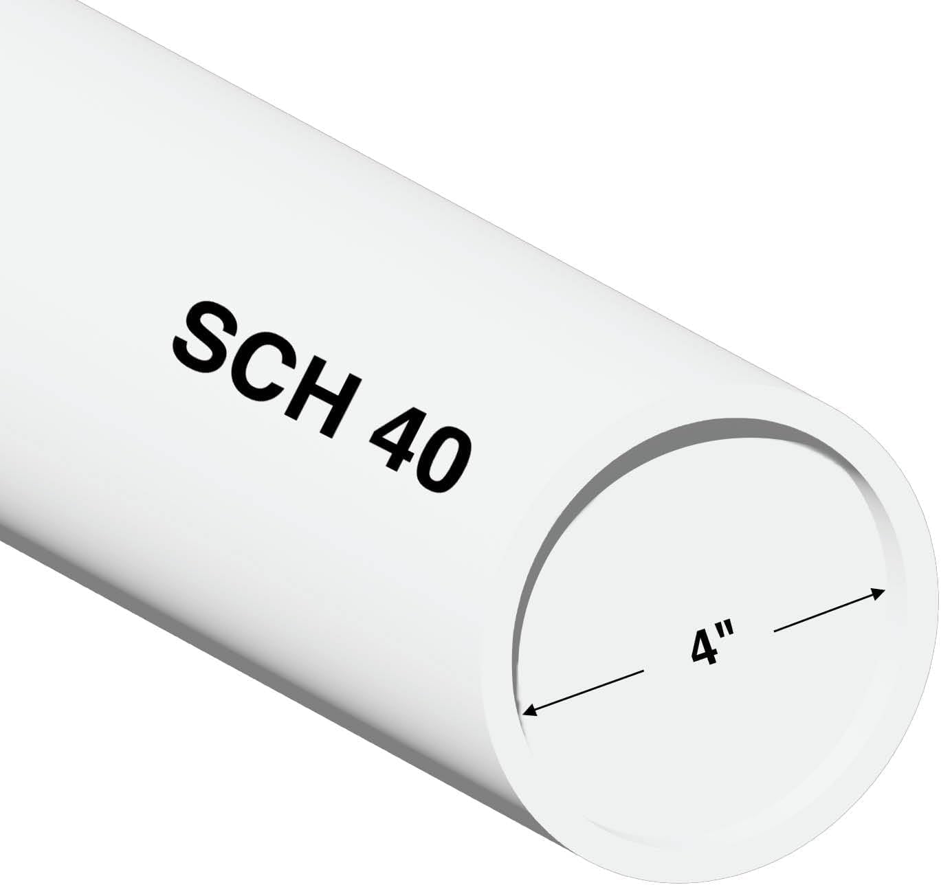 Charlotte Pipe 4" Schedule 40 PVC Pipe (Cut to Custom Lengths) (4" x 1 ...