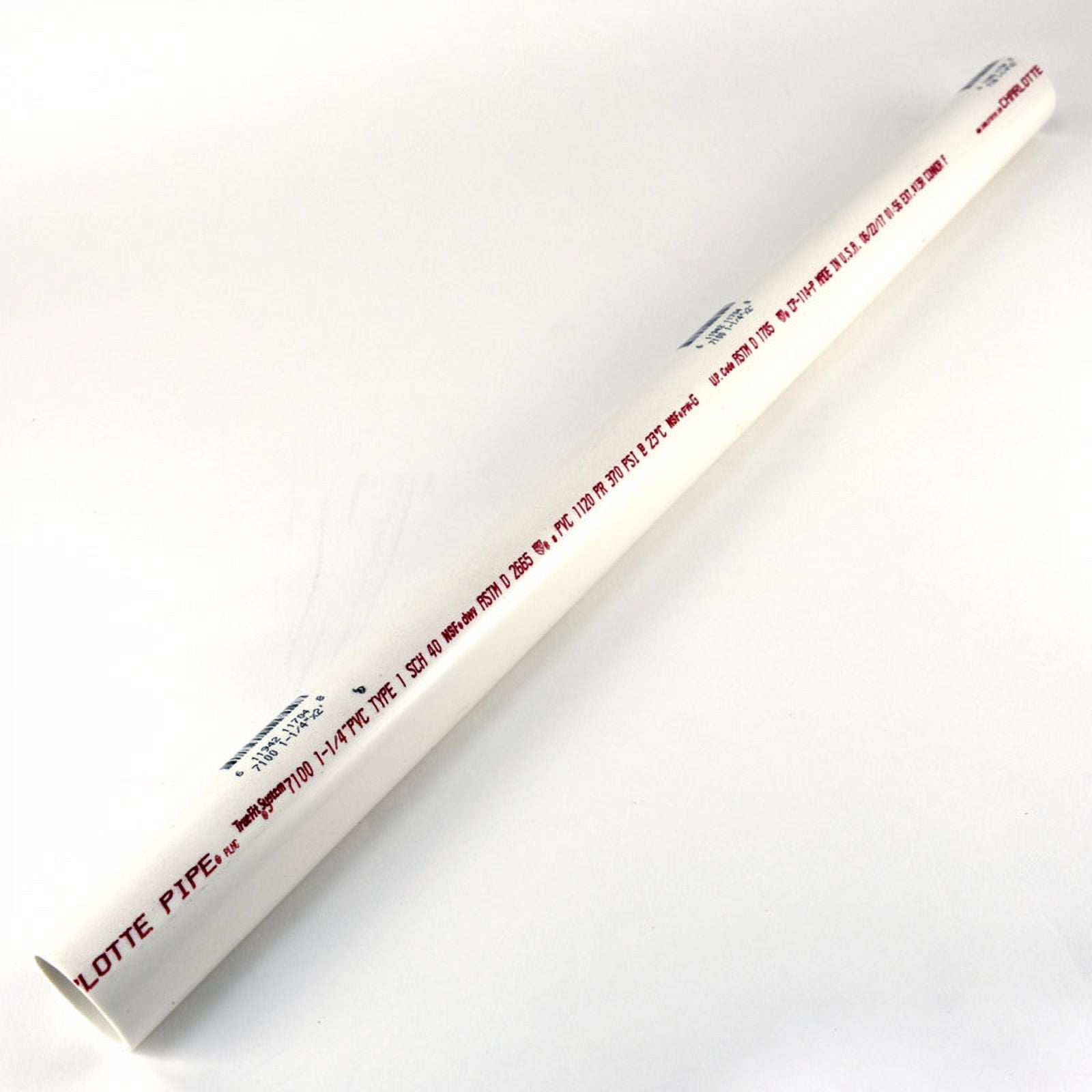 Charlotte Pipe & Found PVC 07100 0200 Pvc Schedule-40 Solid Pipe 1-1/4 ...