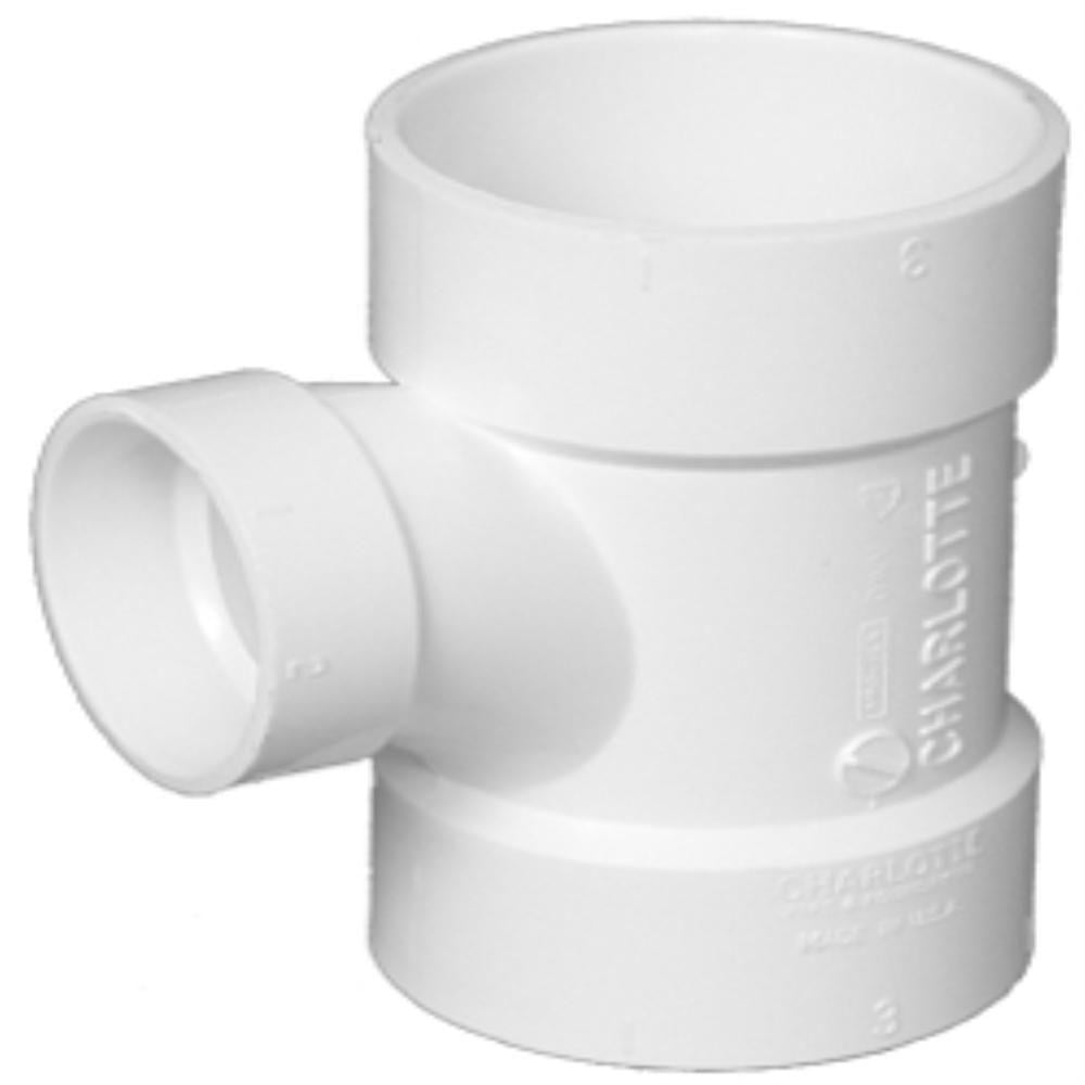 Charlotte Pipe PVC-00401-1800HA PVC DWV Reducing Sanitary Tee, 4" x 4 ...