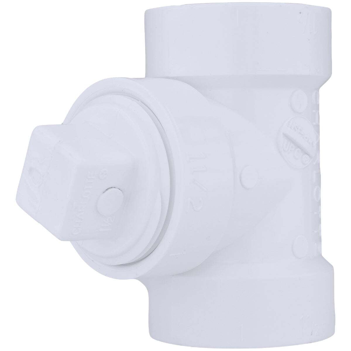Charlotte Pipe 1-1/2 In. Test PVC Tee with Hex Plug PVC 00444X 0600HA ...