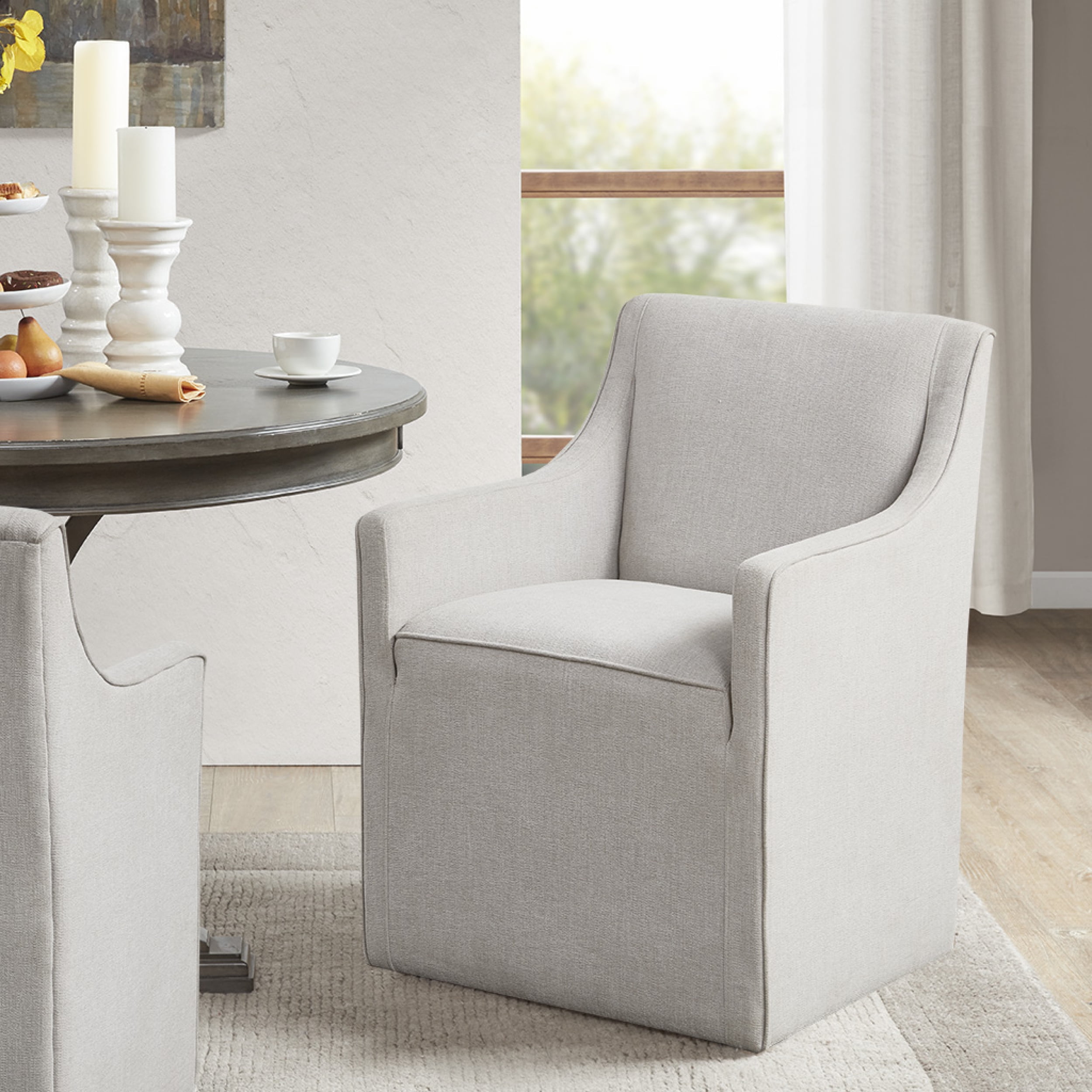 Charlotte Slipcover Dining Arm Chair with Casters 18590 - Walmart.com