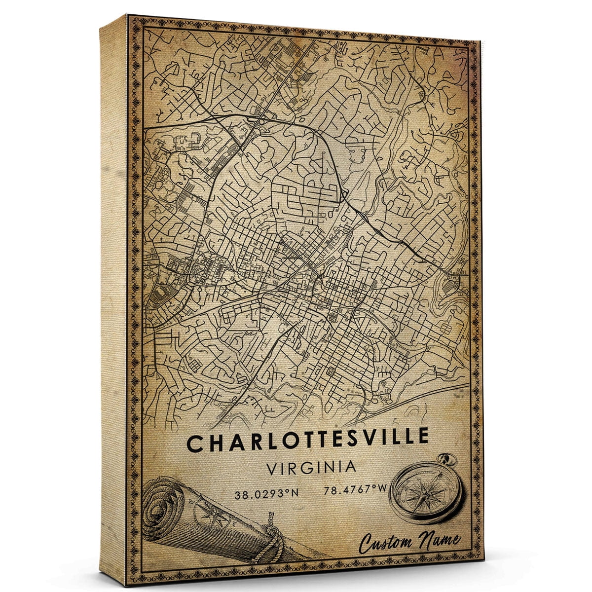 Charlottesville Map Poster, Virginia Map Art Poster, Canvas ...