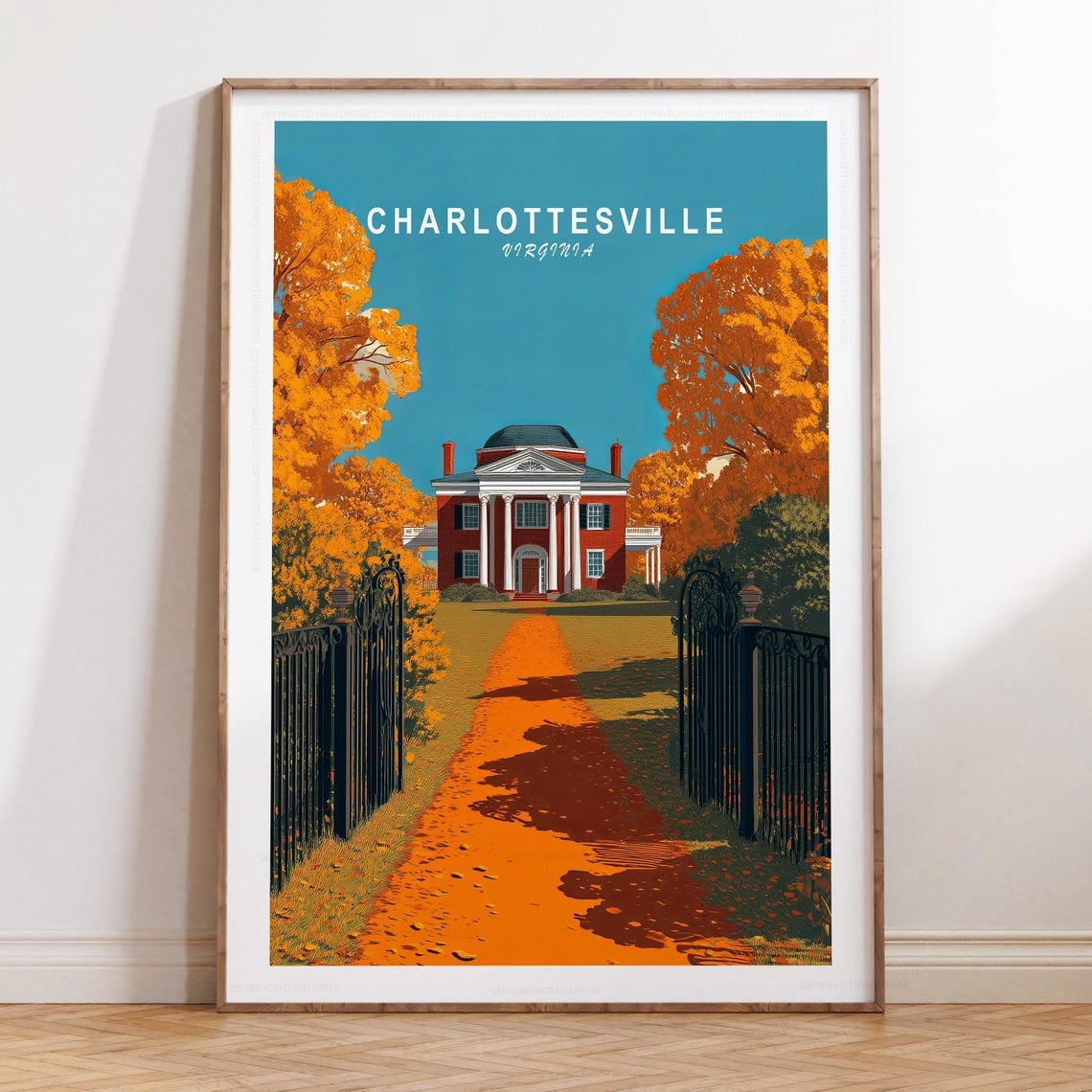 Charlottesville Virginia Historic University Town Wall Art, Unframed ...