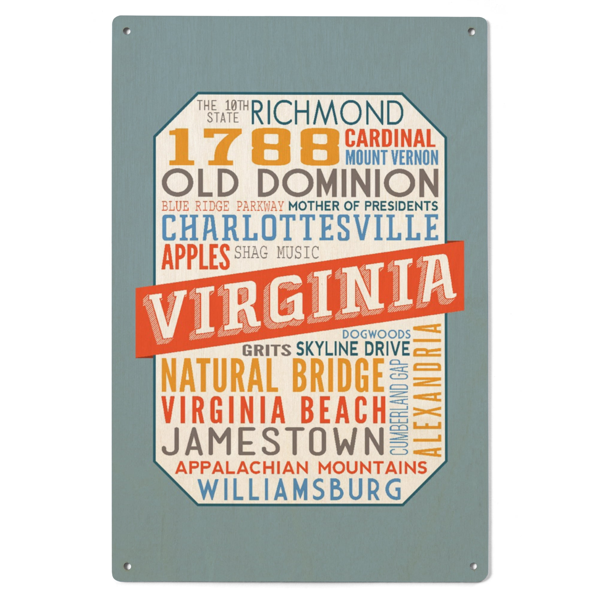 Charlottesville, Virginia, Typography, Contour Birch Wood Wall Sign ...