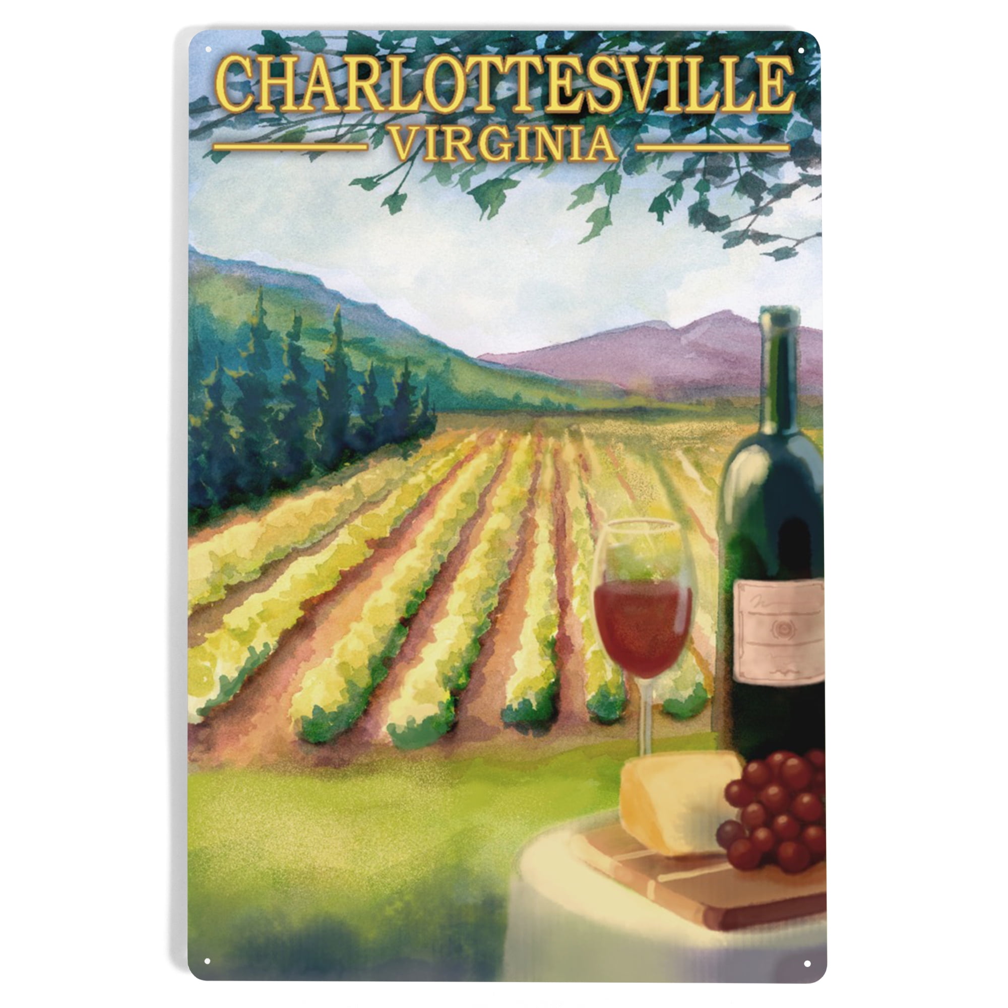Charlottesville, Virginia, Wine Country, Vineyard Scene (12x18 Aluminum ...