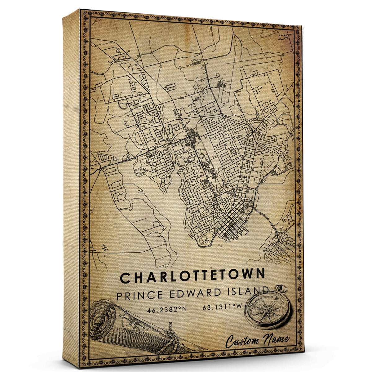 Charlottetown Map Poster, Prince Edward Island Map Art Poster, Canvas ...