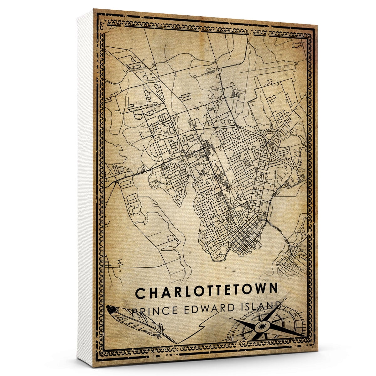Charlottetown Vintage Map Prints Canvas, Prince Edward Island Map Art ...
