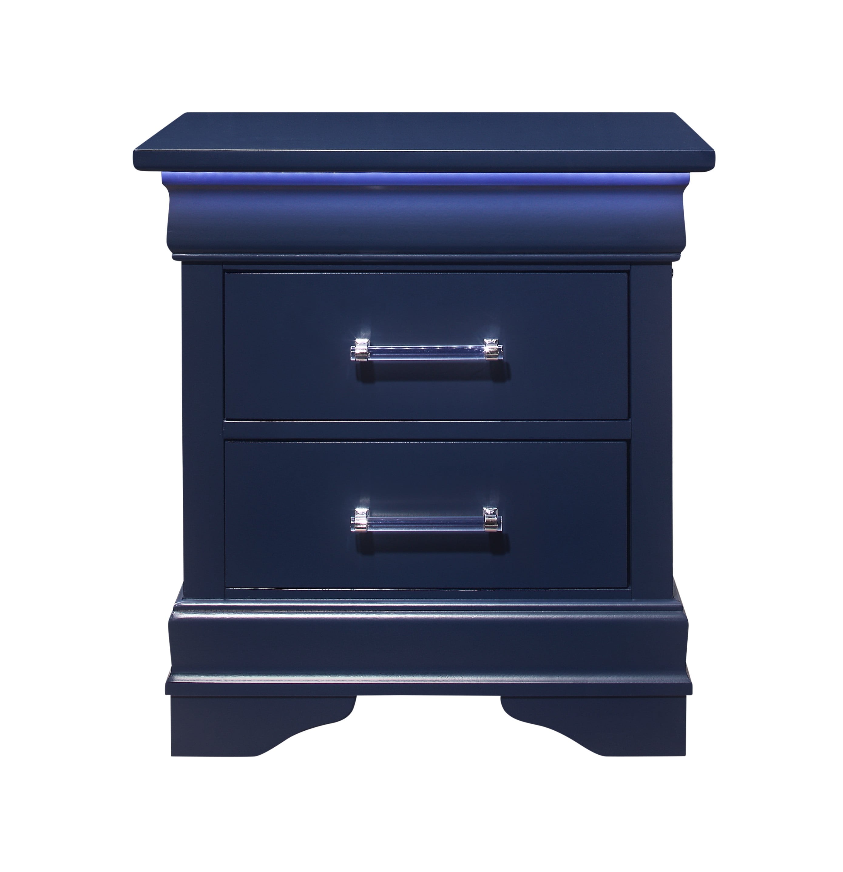 Charlston Blue Nightstand with Led,Blue Solid Wood+Mdf Furniture ...