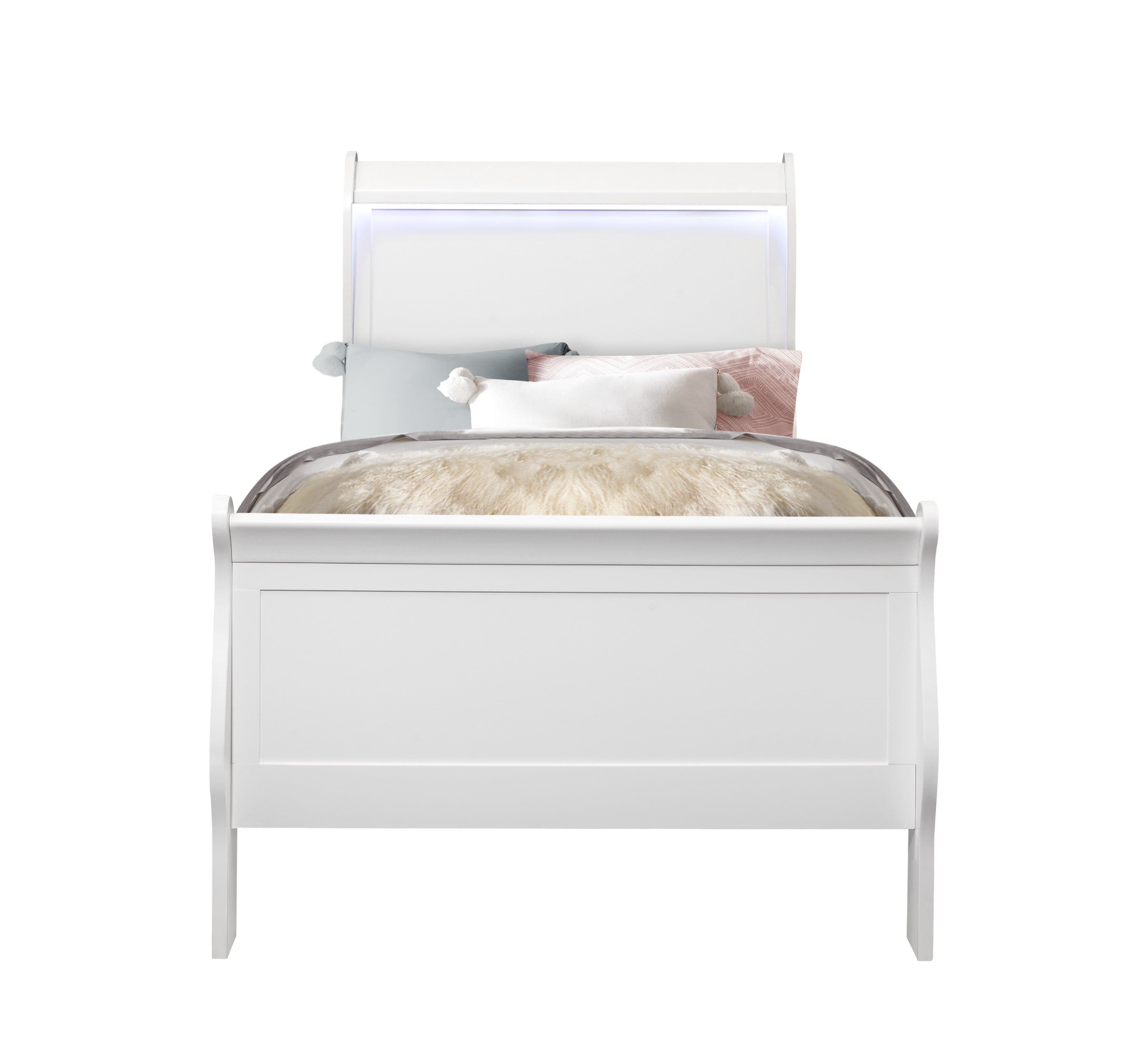 Charlston White Twin Bed,White Solid Wood+Mdf Furniture Bedroom Beds ...
