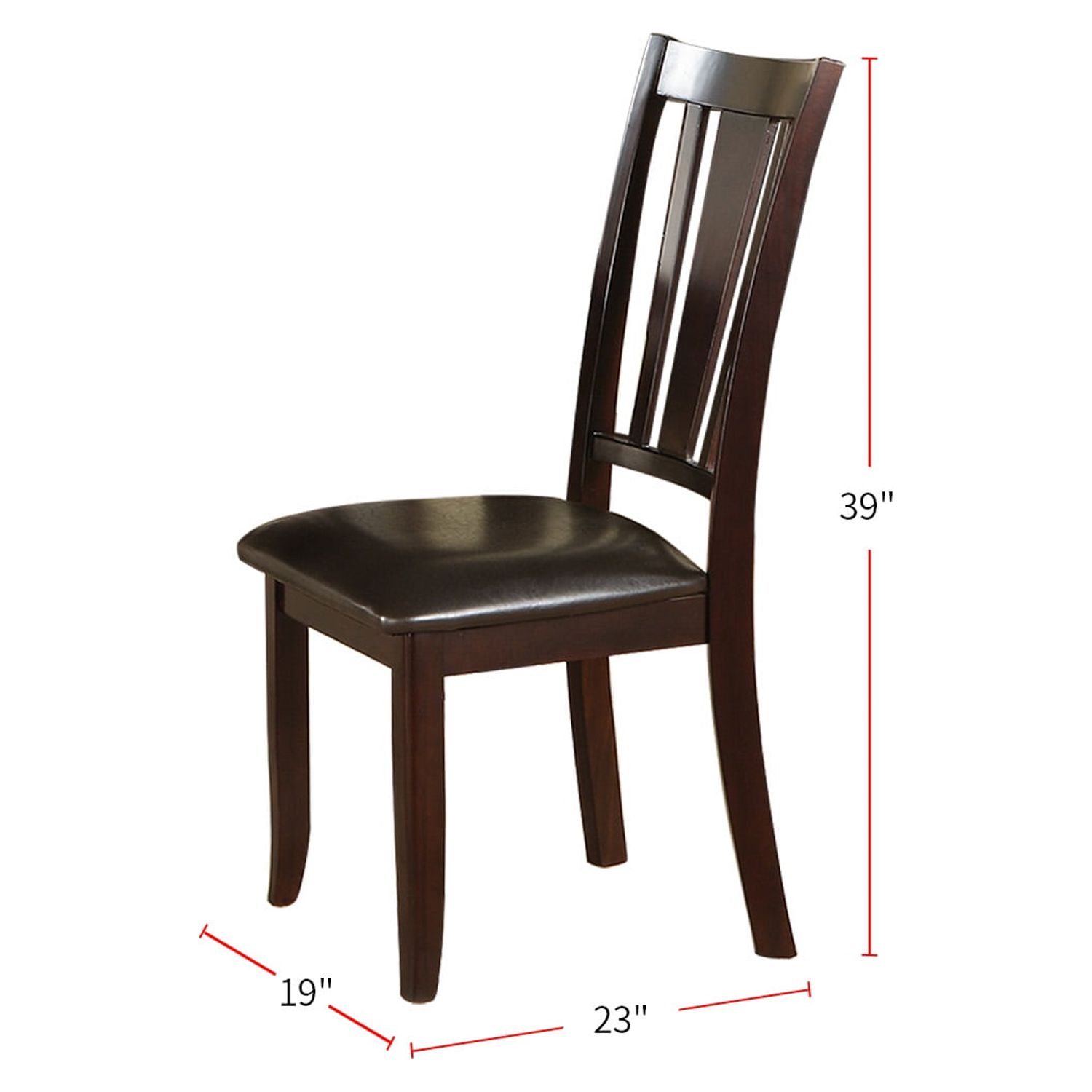 Charlton Espresso Slat Back Dining Chairs - Set of 2 Rubberwood with ...