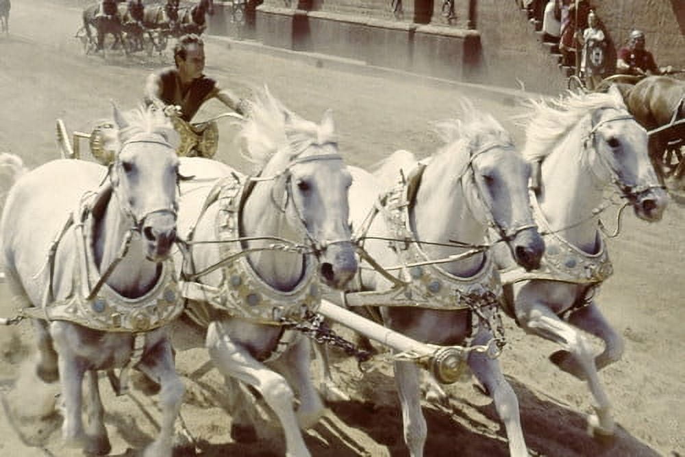 Charlton Heston in Ben-Hur iconic image of the classic chariot race in ...