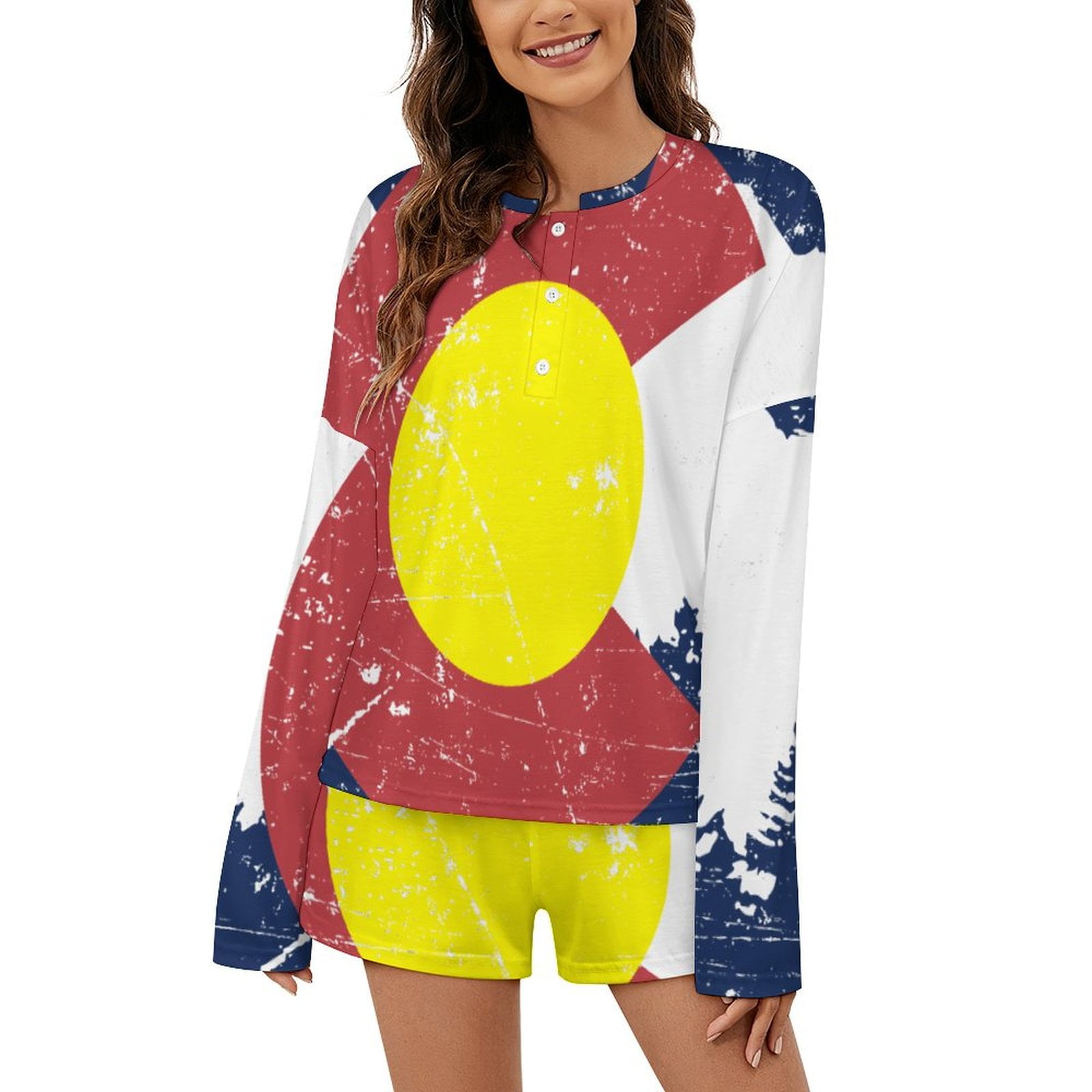 Sfneewho Colorado Flag Pajama Set for Women 2 Piece Lounge Set Tops and ...