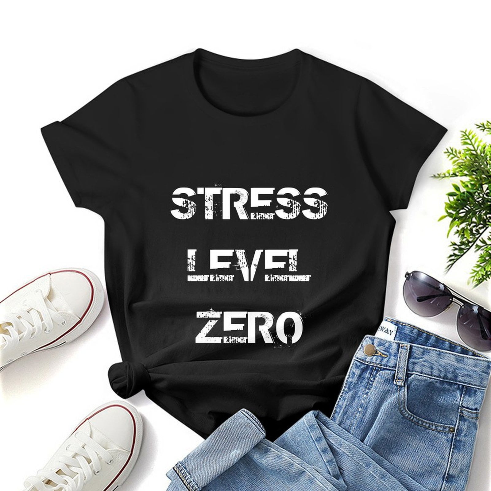 Charlylifestyle Stress Level Zero Short Sleeve T-shirt for Men and Women - Walmart.com