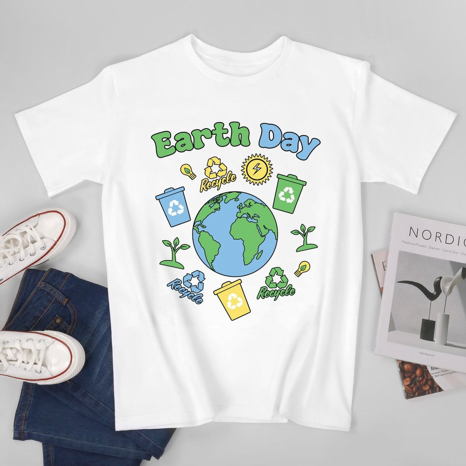Charlylifestyle Unisex Earth Day The 3 Rs Short Sleeve T-shirt for Men ...