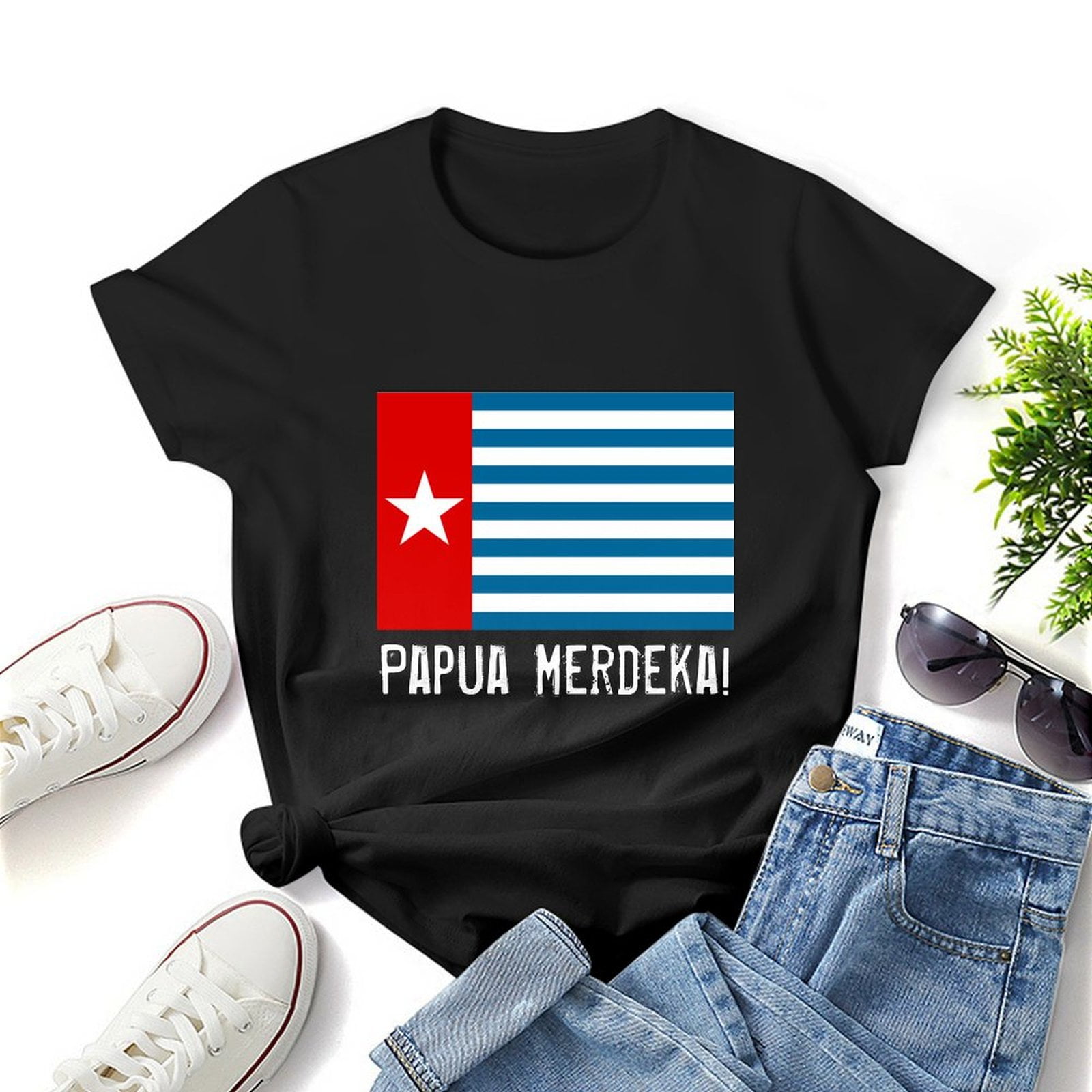 Charlylifestyle West Papua Merdeka Morning Star Flag Short Sleeve T ...