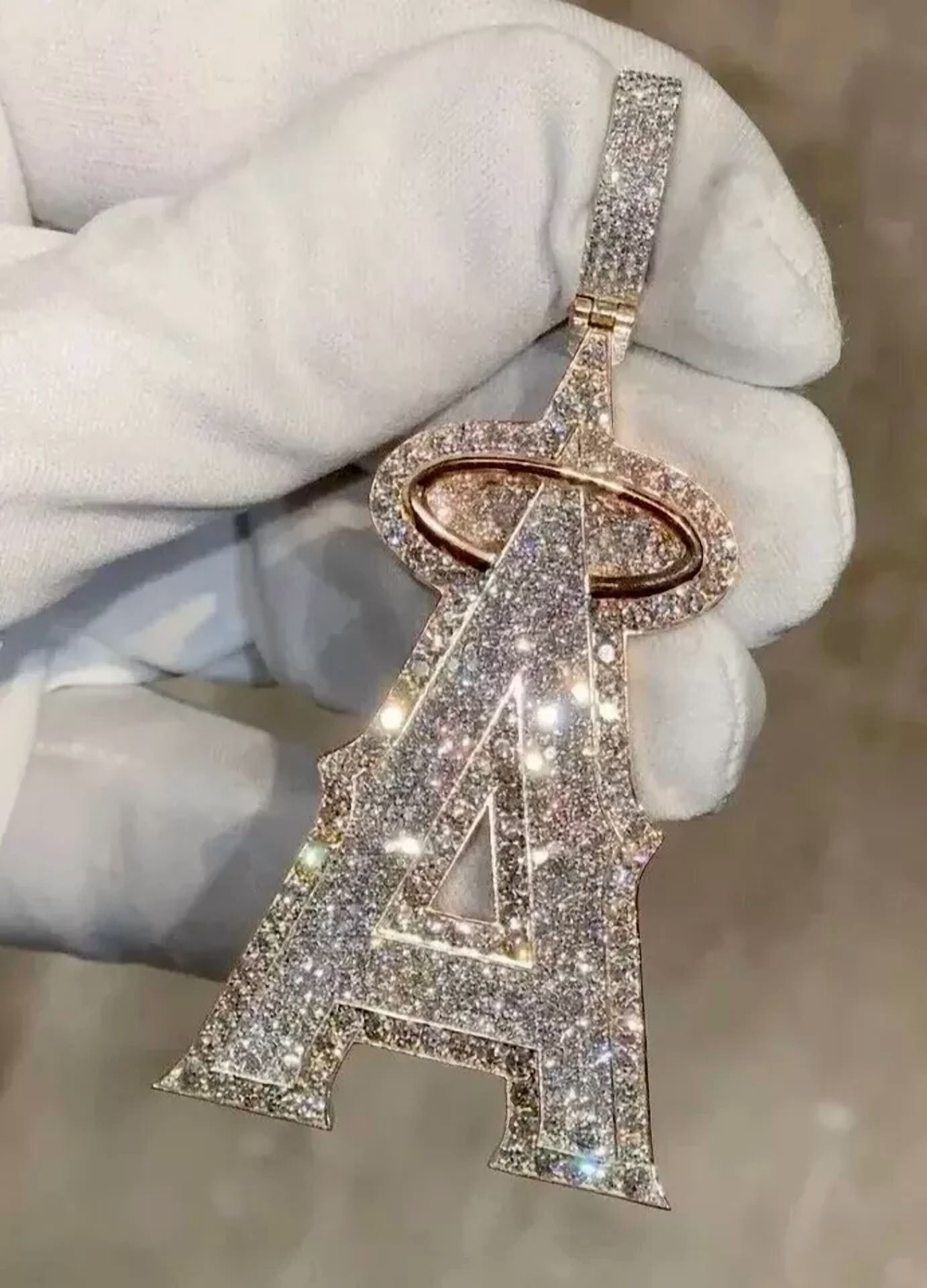 Charm 3.50CT Round Cut Diamond Customize Letter A Pendant 14K Yellow ...