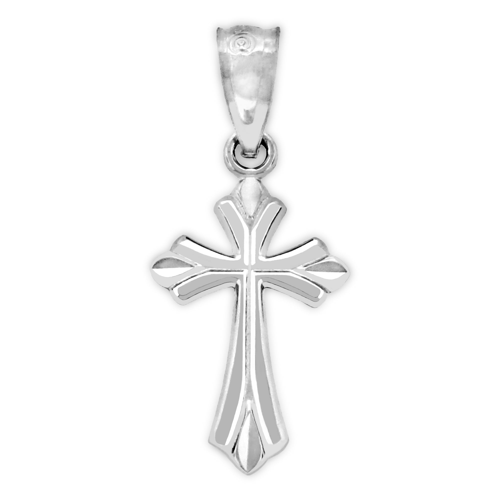 Charm America - White Gold Miniature Cross - 10 Karat Solid Gold ...