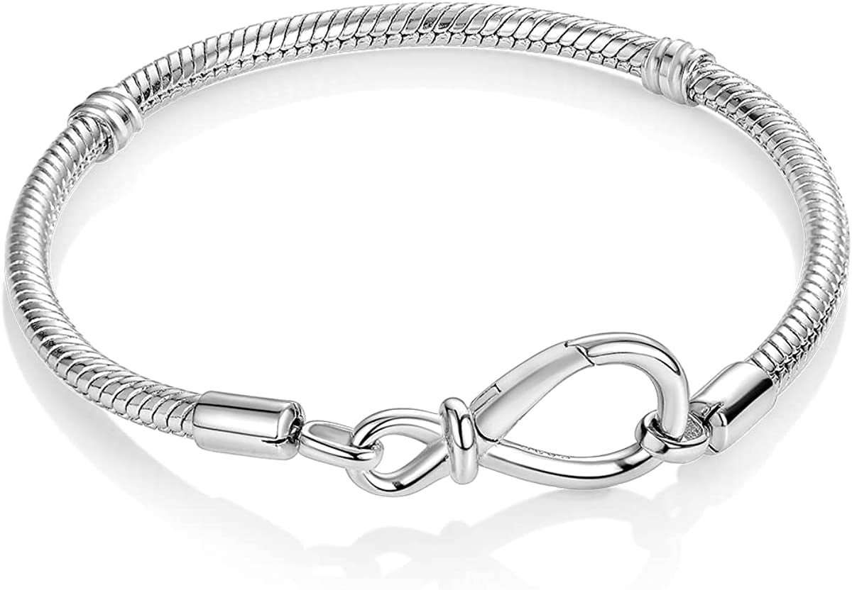 Charm Bracelet For Woman 925 Sterling Silver Basic heart clasp Iconic Moments Snake Chain ...