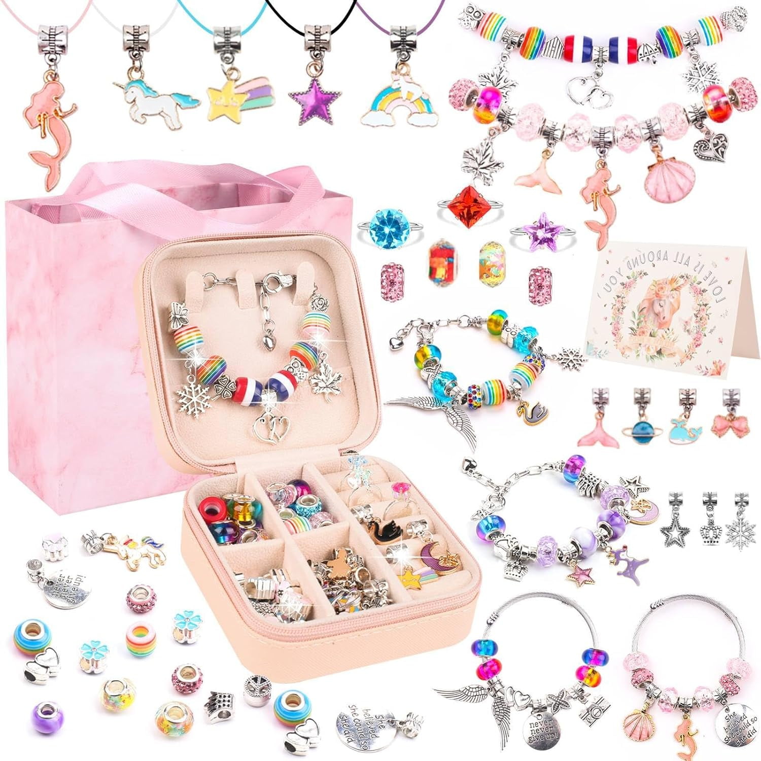 Charm Bracelet Making Kit Girls Beads for Jewelry Making Kit Unicorns ...