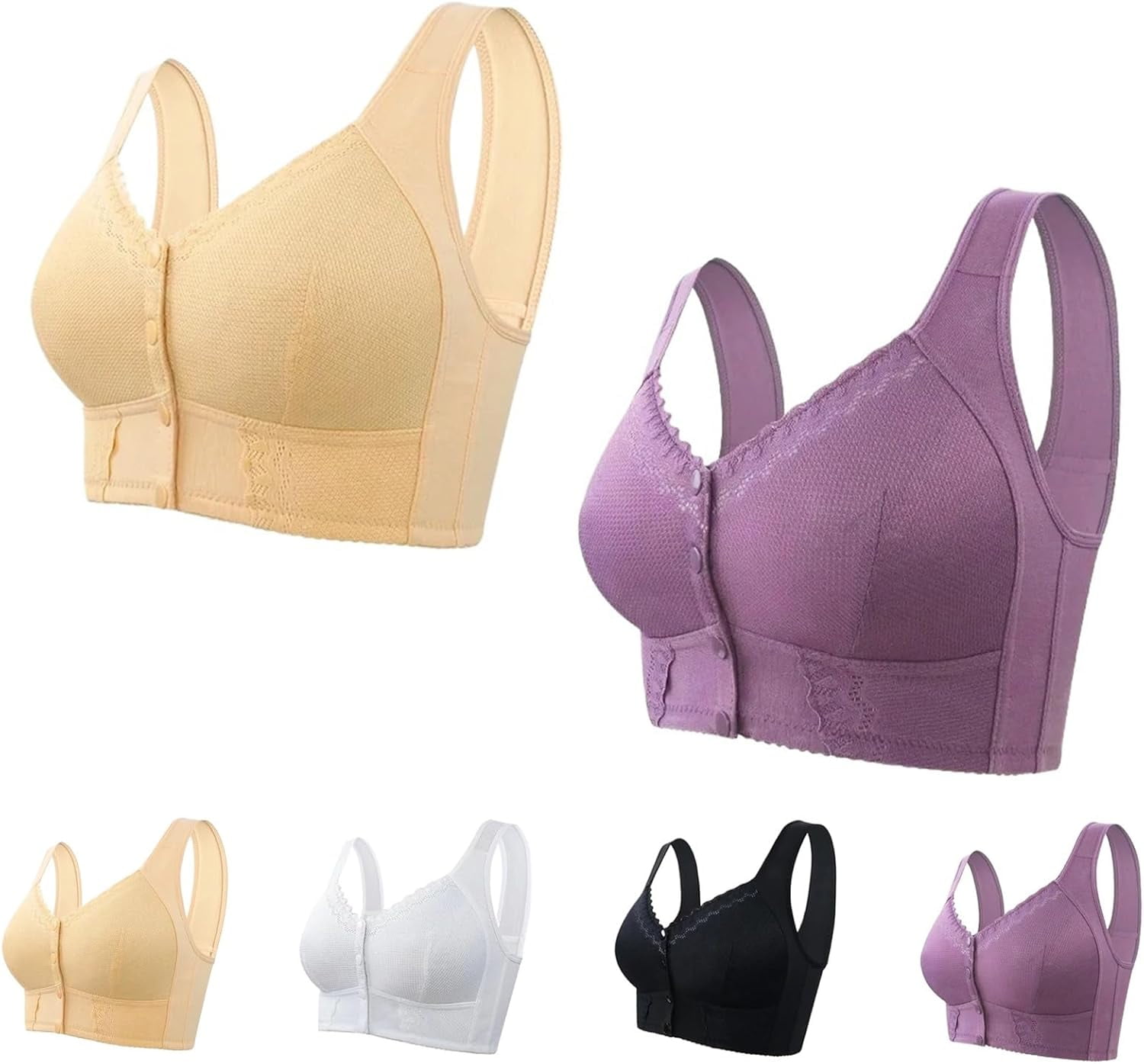 Charm Bras for Senior Women, Front Snaps Breathable Bra for Seniors ...
