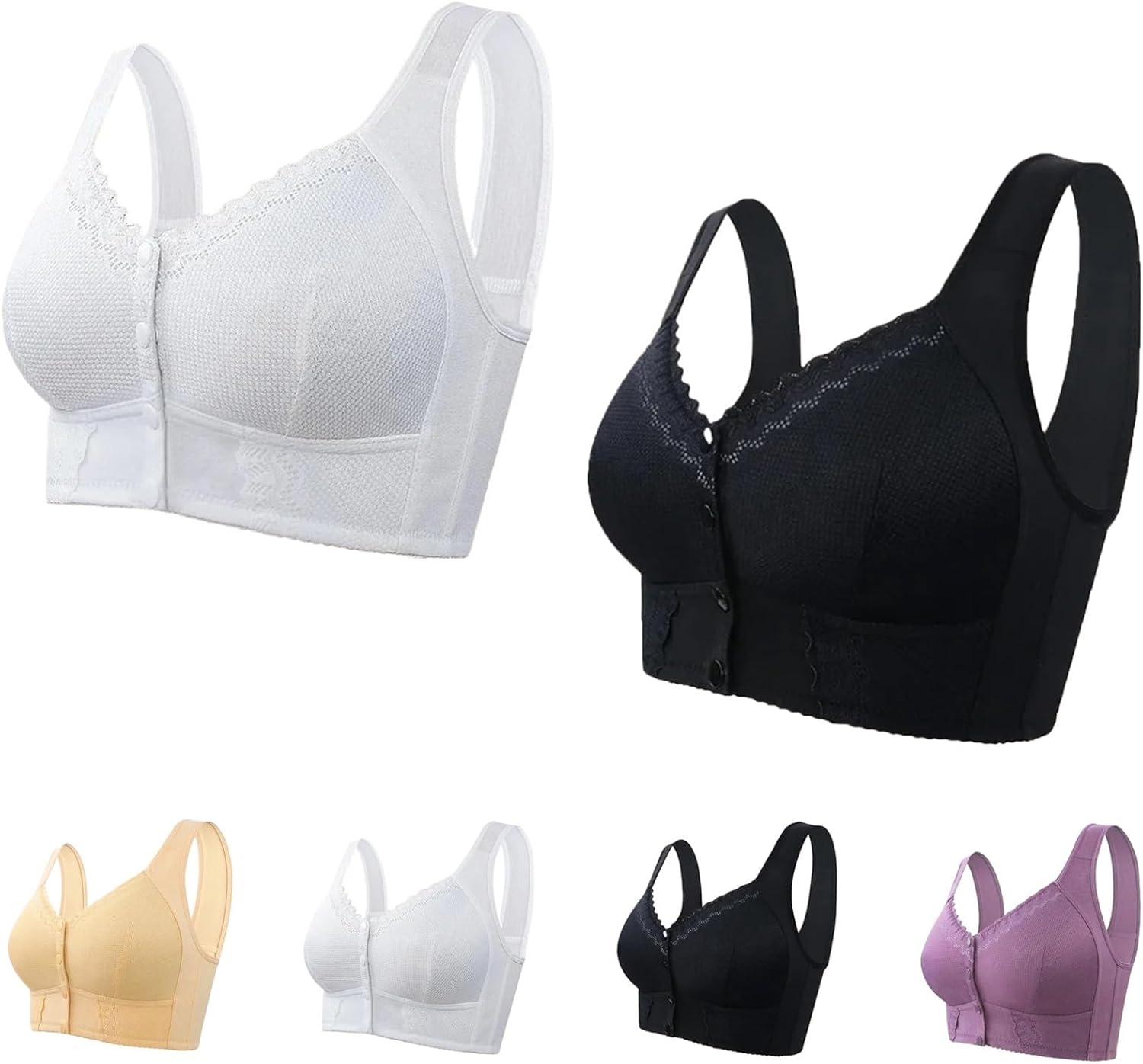Charm Bras for Senior Women, Front Snaps Breathable Bra for Seniors ...