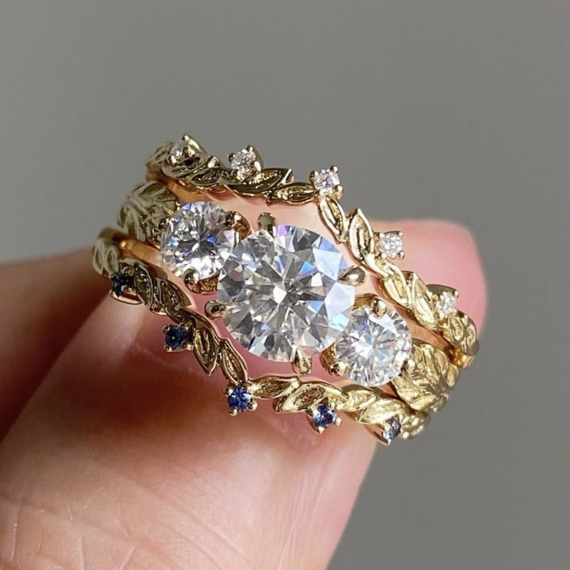 Charm Gorgeous Round Flower Geometry Gold Color Rings for Women Fashion ...