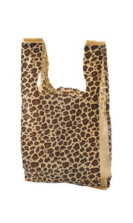 Charm Your Prince 100 LEOPARD PRINT Disposable Plastic T-Shirt Shopping Gift Bags with Handles ...