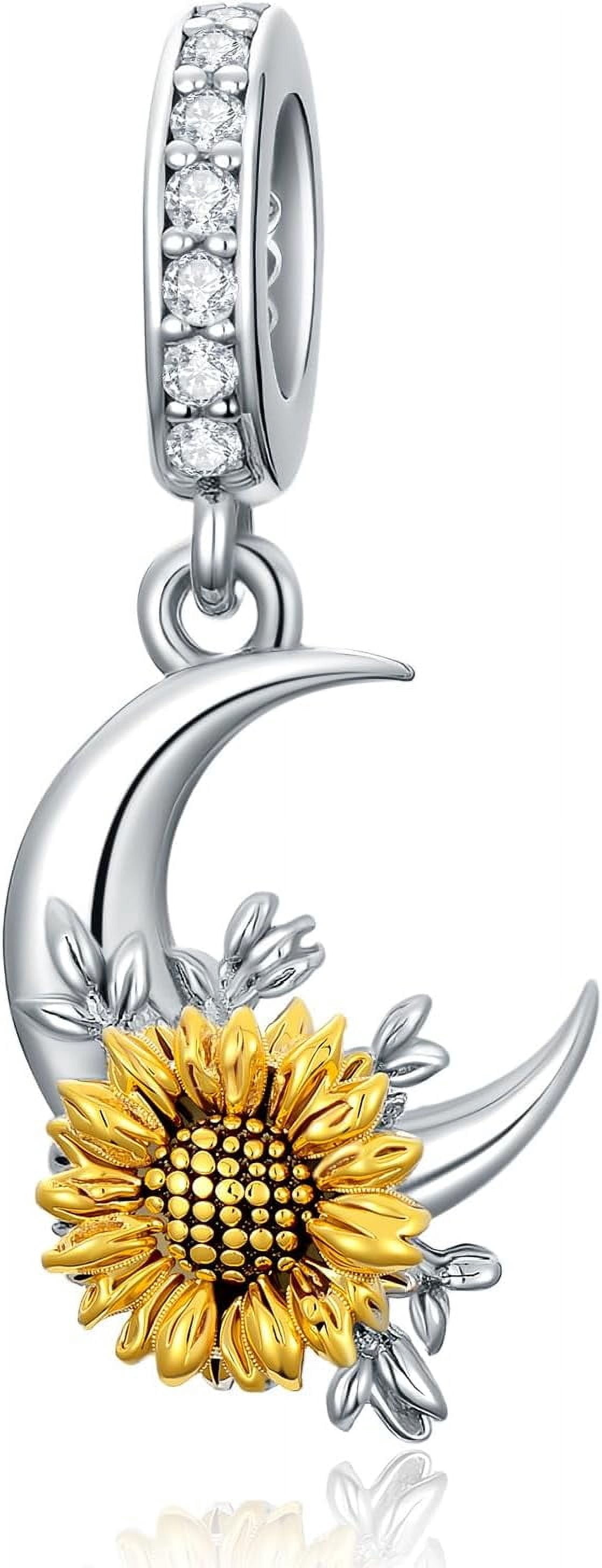 Charm for Bracelet 925 Sterling Silver Moon Sunflower Butterfly Cat Dog ...