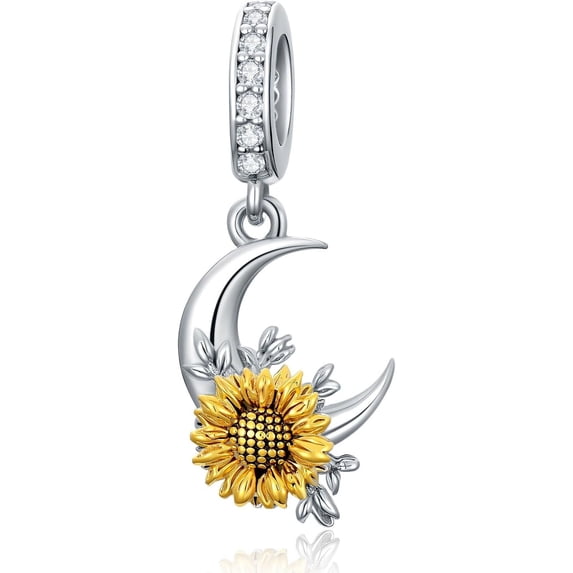 Charm for Bracelet 925 Sterling Silver Moon Sunflower Butterfly Cat Dog ...
