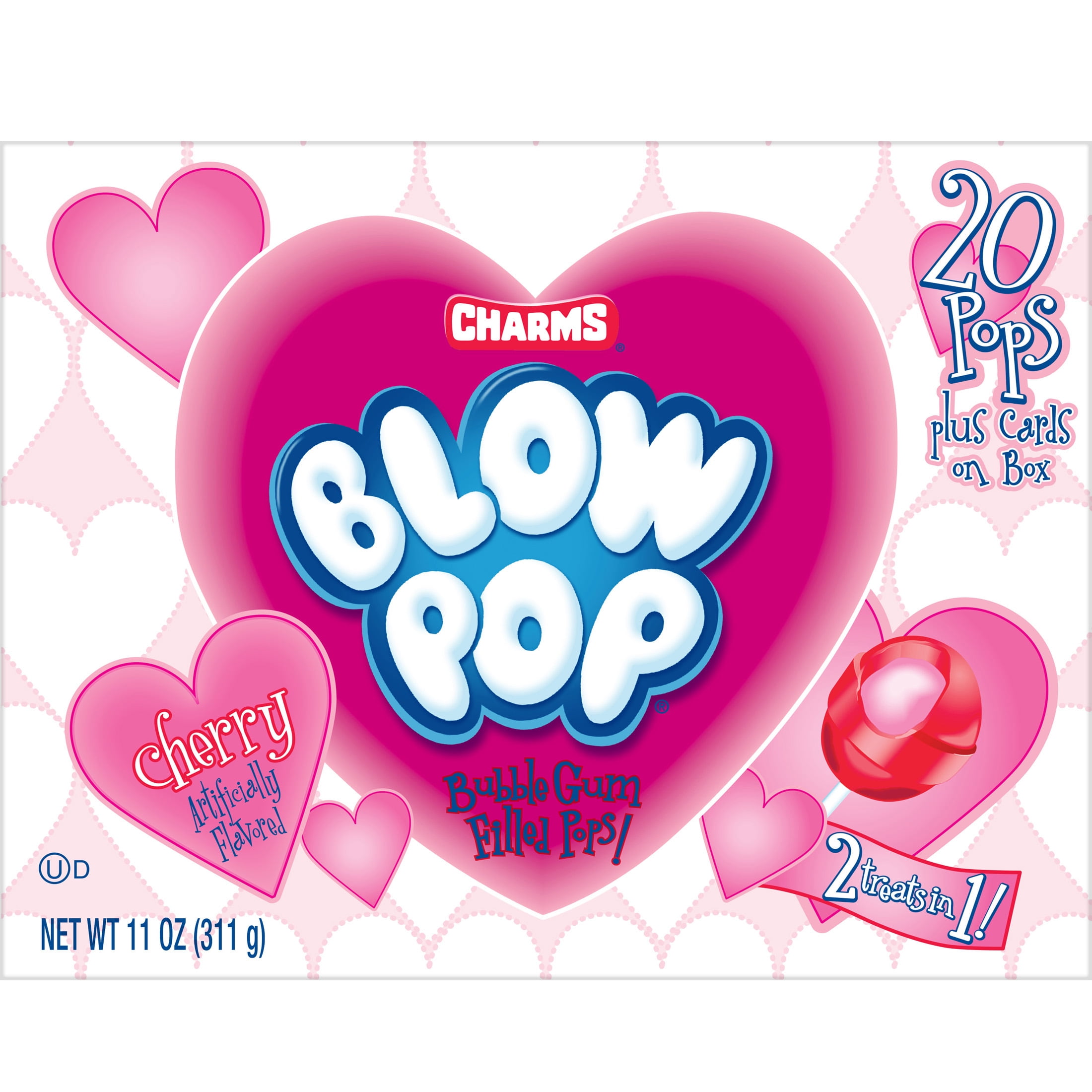 Charm's Blow Pops, Valentine's Day Box, 20 Count, Cherry Lollipops ...