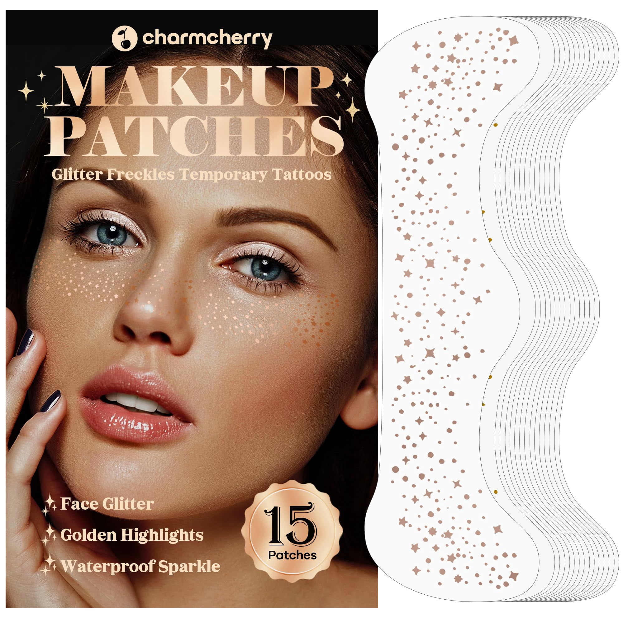 CharmCherry Makeup Patches (15 Count, Brown), Face Sparkle Freckles ...