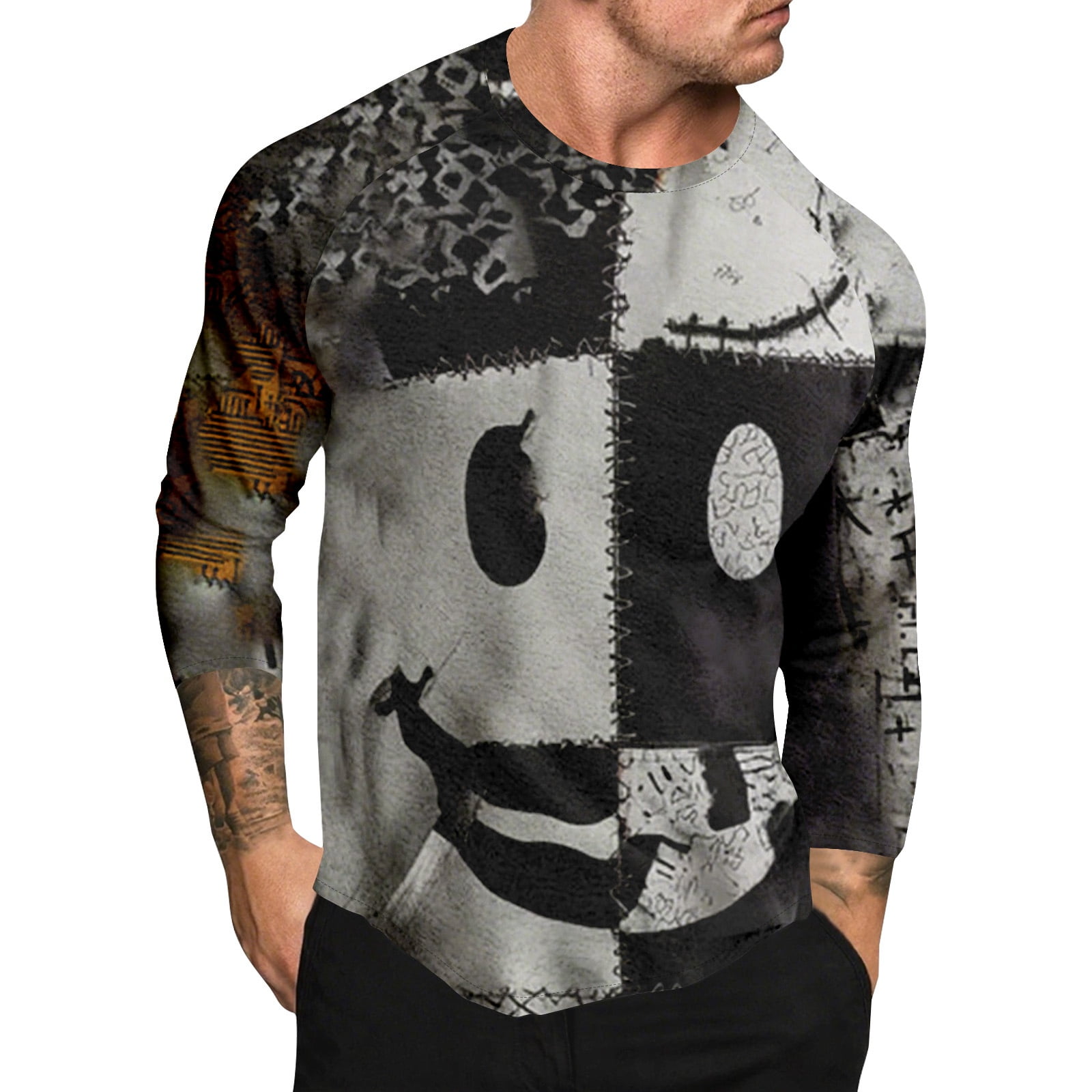 CharmCyan Beware Graphic Long Sleeve Shirt for Men Halloween Costume ...
