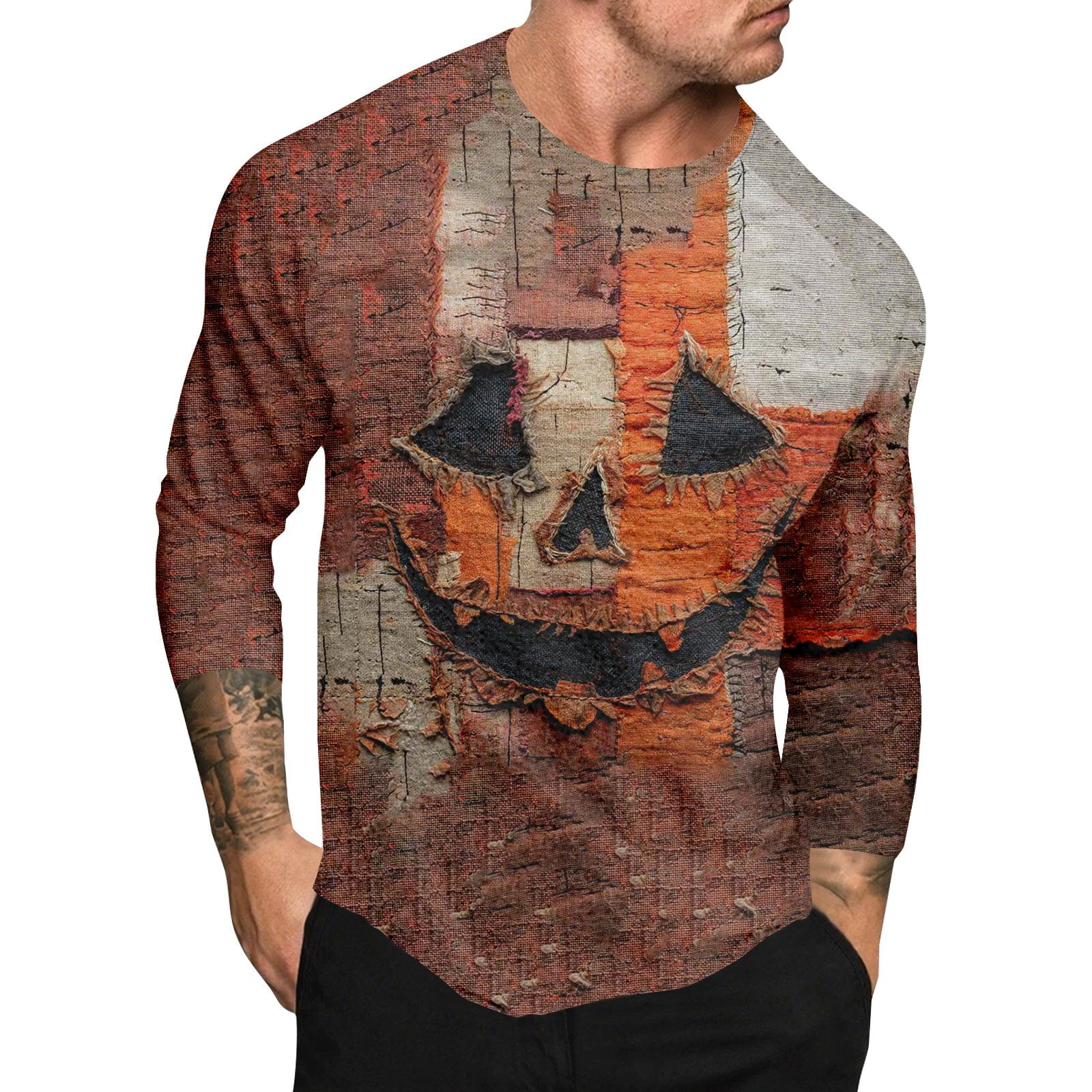 CharmCyan Beware Graphic Long Sleeve Shirt for Men Halloween Costume ...