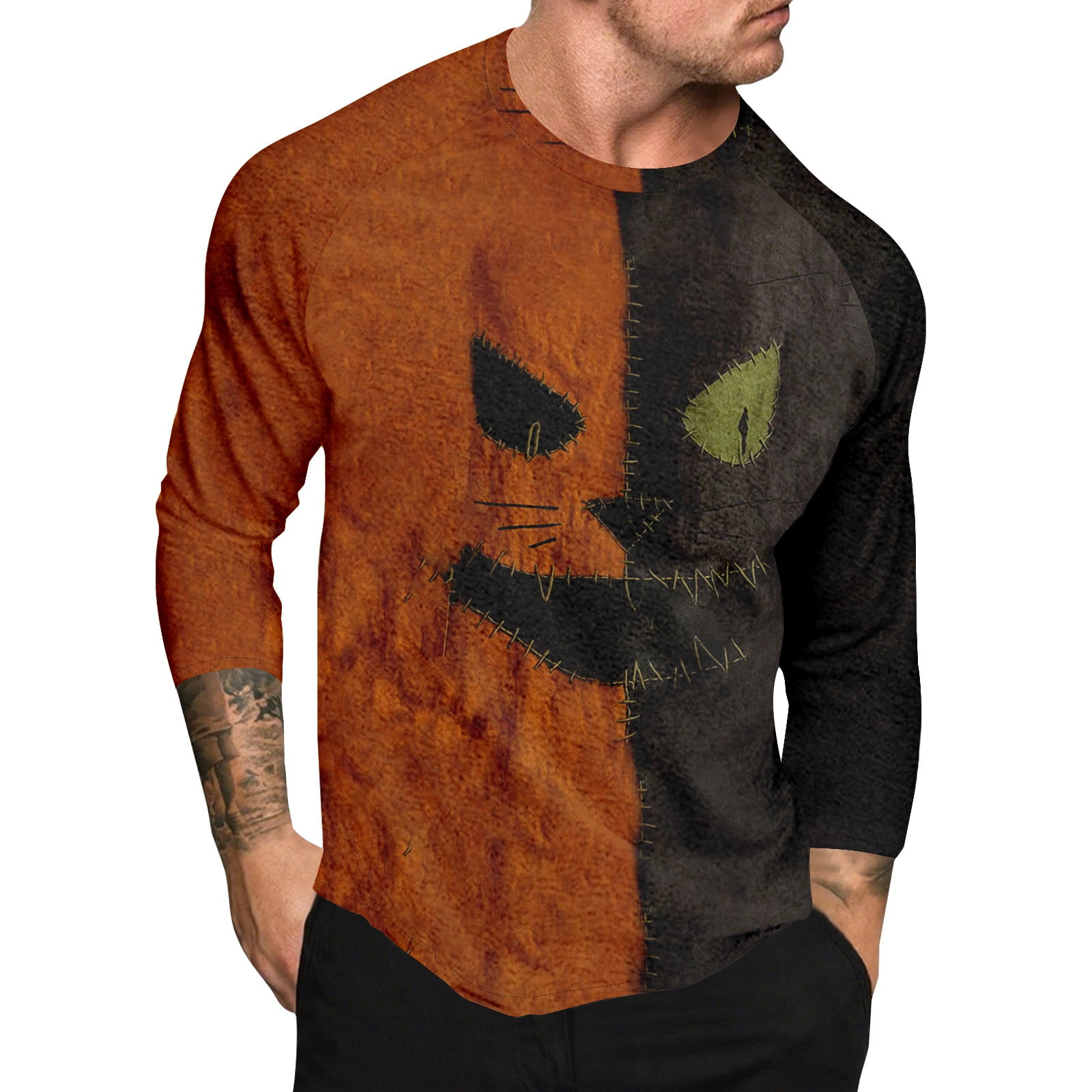 CharmCyan Beware Graphic Long Sleeve Shirt for Men Halloween Costume ...