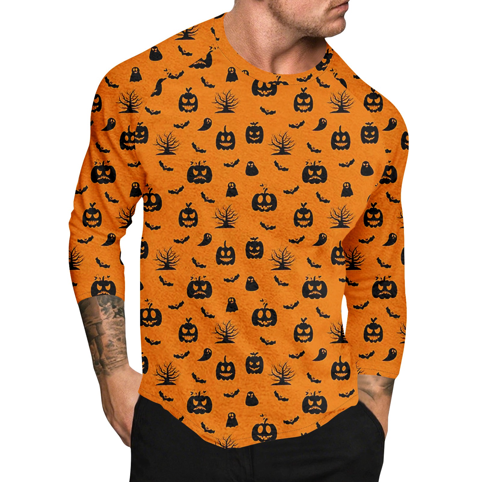 CharmCyan Beware Graphic Long Sleeve Shirt for Men Halloween Costume ...