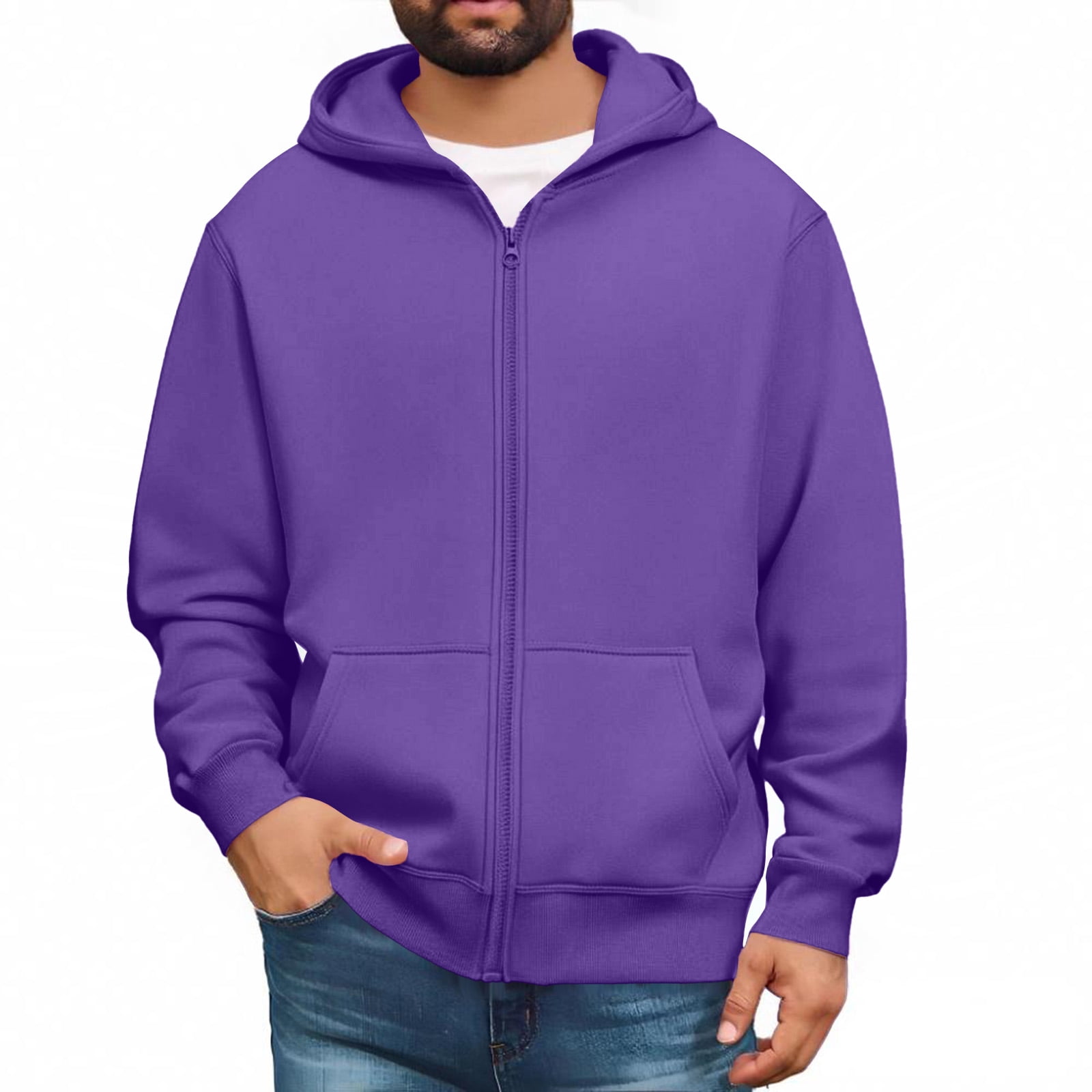 CharmCyan Full Zip Up Hoodie Sweatshirt for Men with Adjustable ...