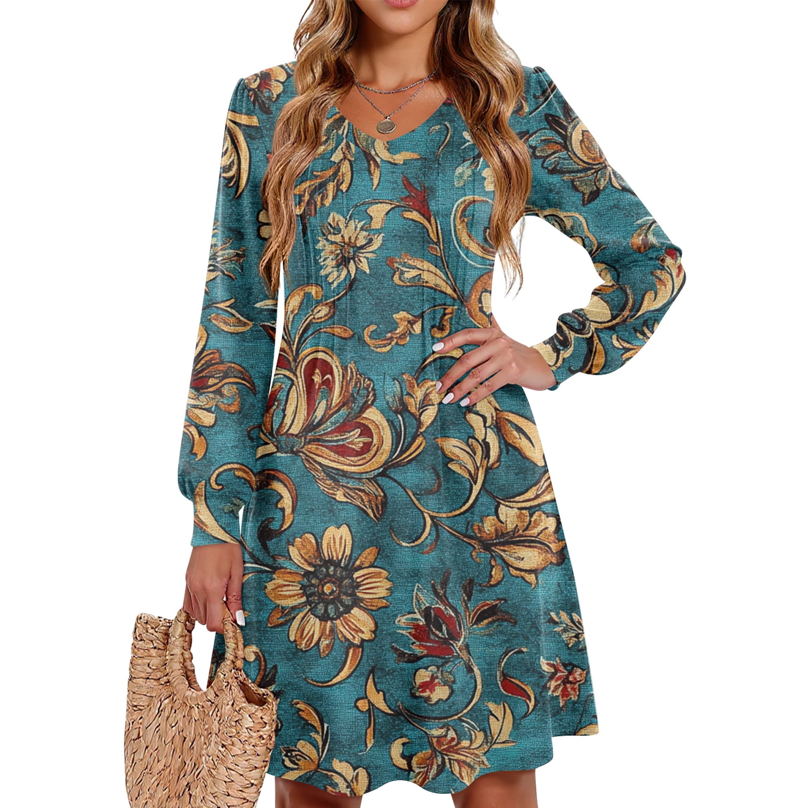 CharmCyan Ladies' Printed Casual And Fashionable V-neck Long Sleeved ...