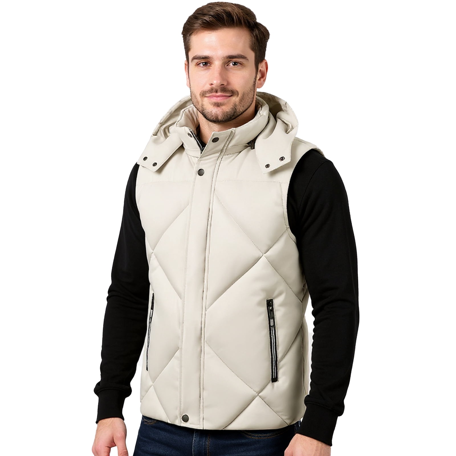 CharmCyan Men Sleeveless Puffer Vest with Removable Hood Lightweight ...
