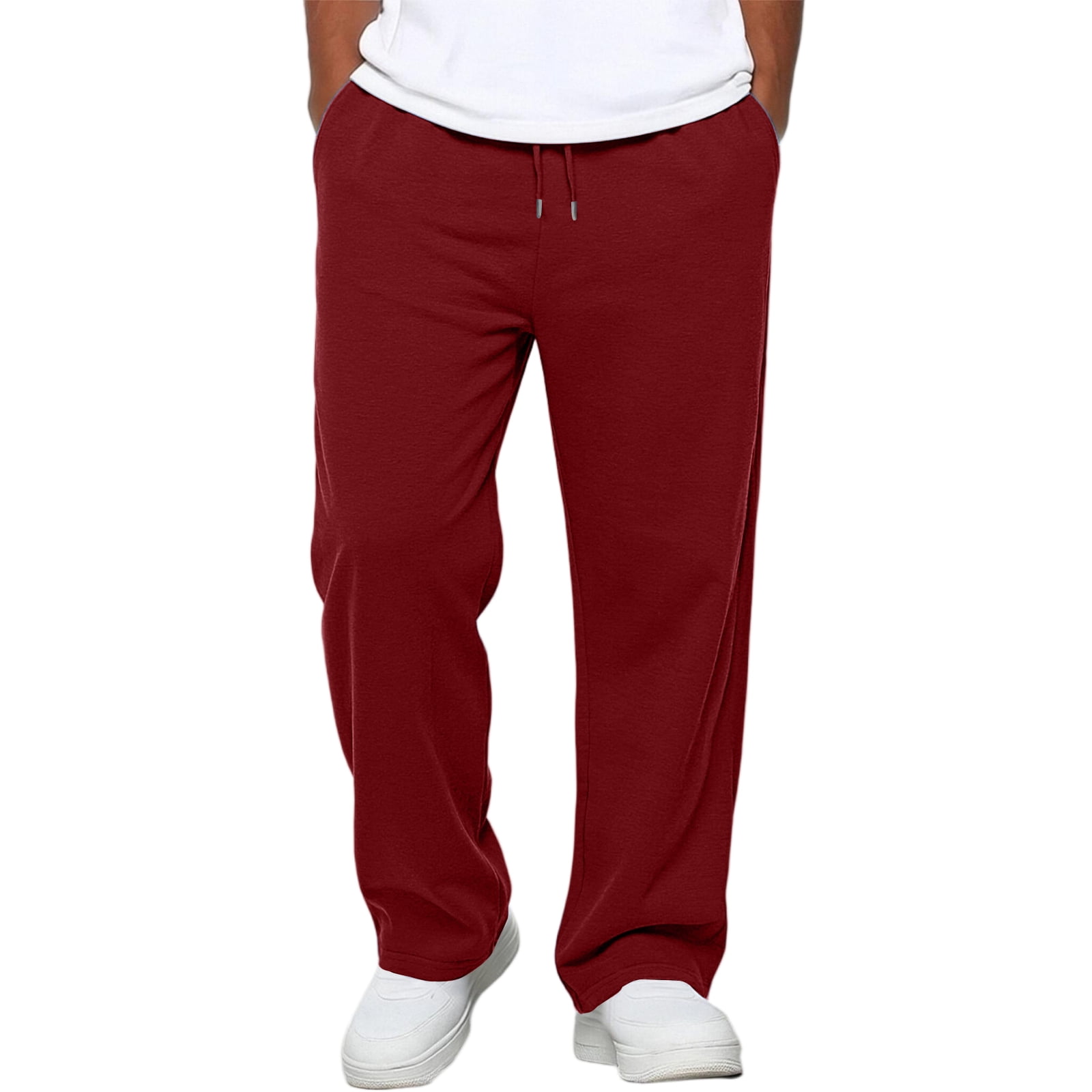 CharmCyan Men's Baggy Sweatpants Wide Leg Sweat Pants With Pockets Wine ...