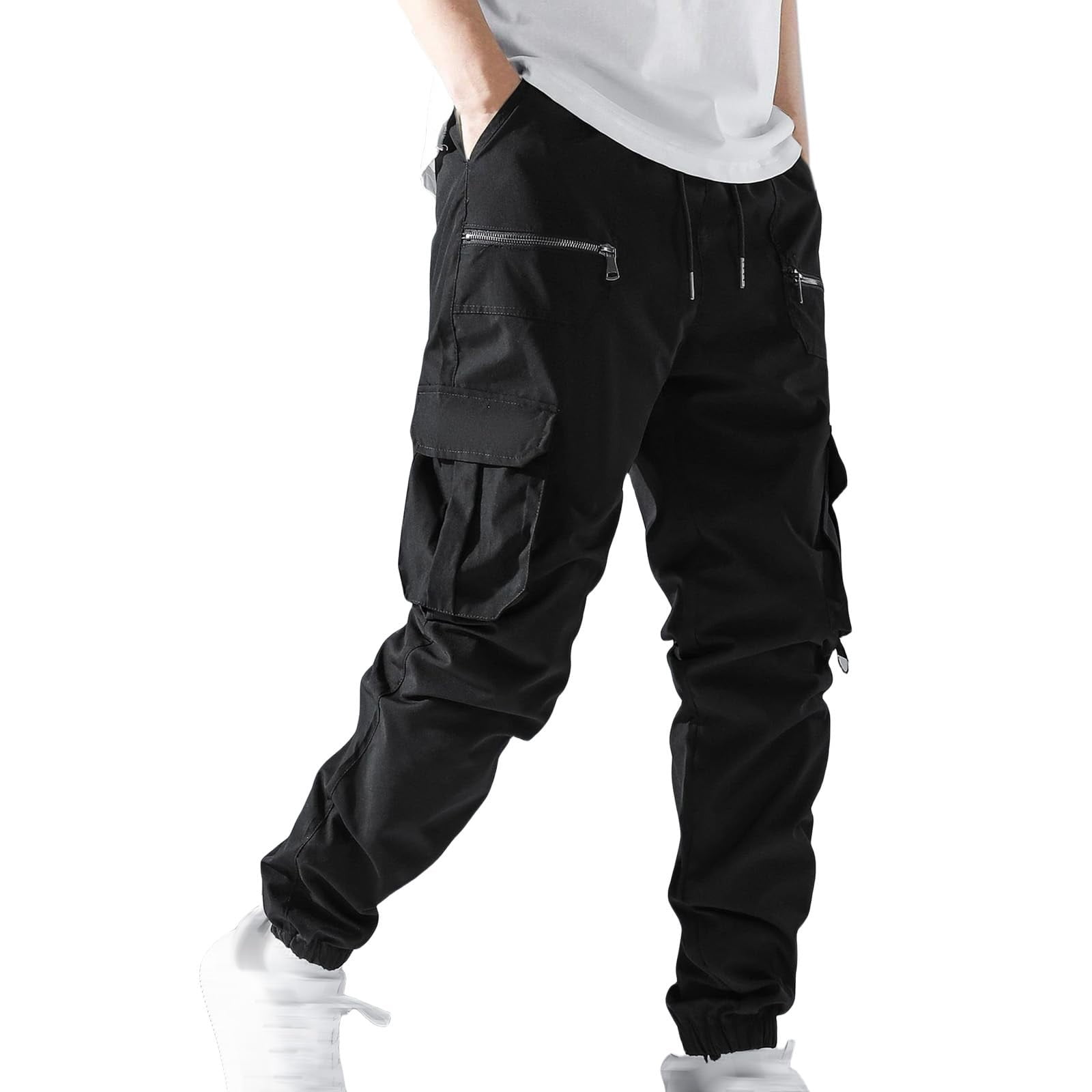 CharmCyan Men's Casual Cargo Jogger Pants with Multi Pockets, Zipper ...