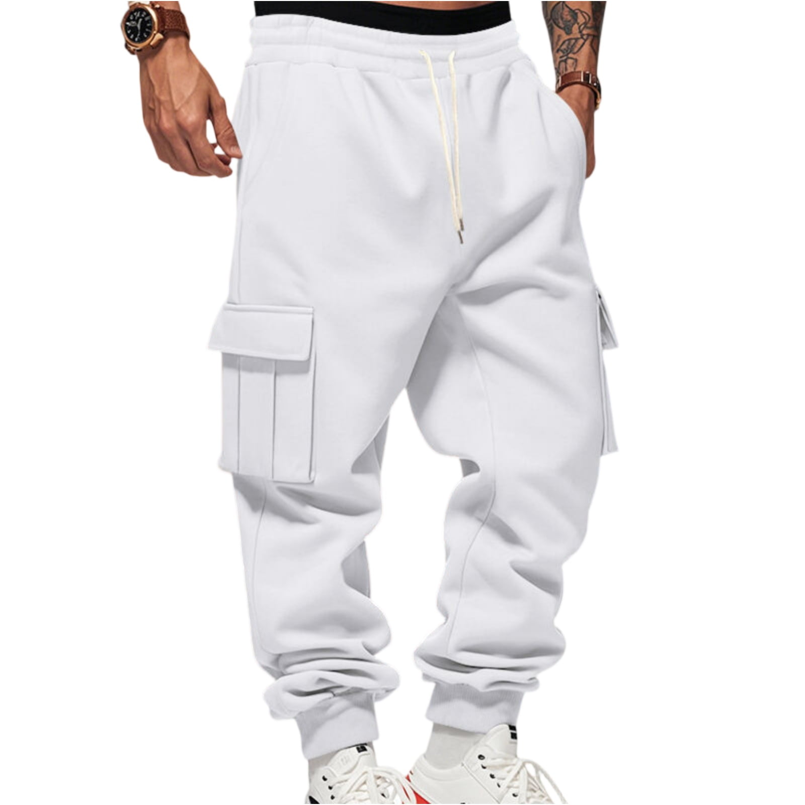 CharmCyan Men's Casual Cargo Sweatpants with Drawstring Waist, Multiple ...