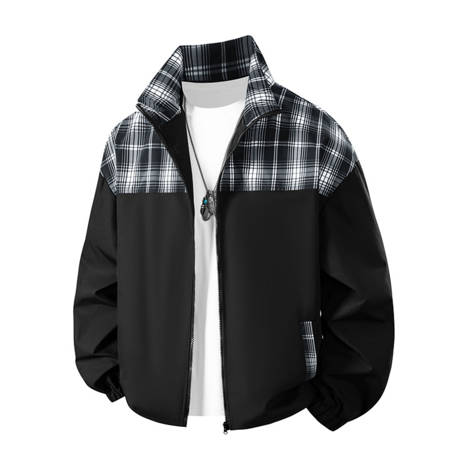 CharmCyan Men's Casual Color-blocked Two-sided Jacket, Men's Loose ...