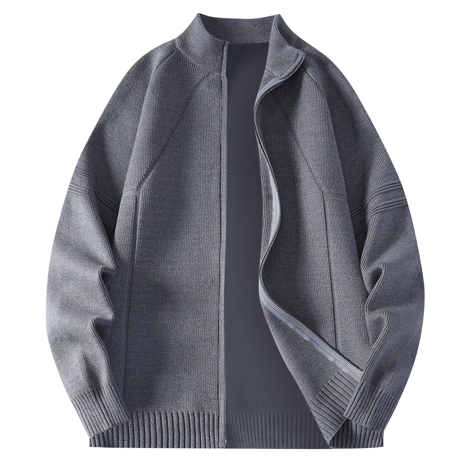 CharmCyan Men’s Casual Full Zip Stand Collar Knitted Cardigan Sweater ...