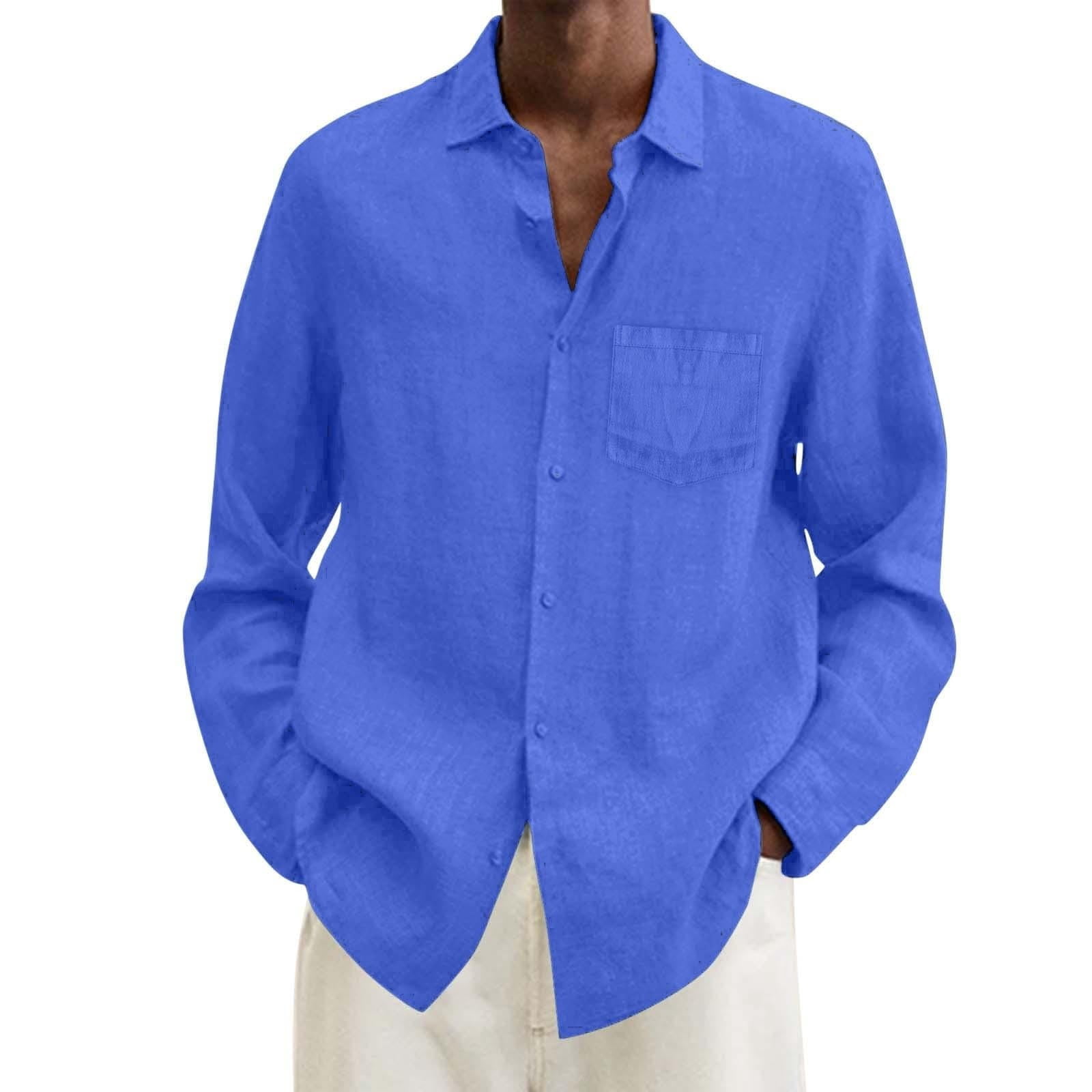 CharmCyan Men's Casual Long Sleeve Linen Shirt, Lightweight Breathable ...