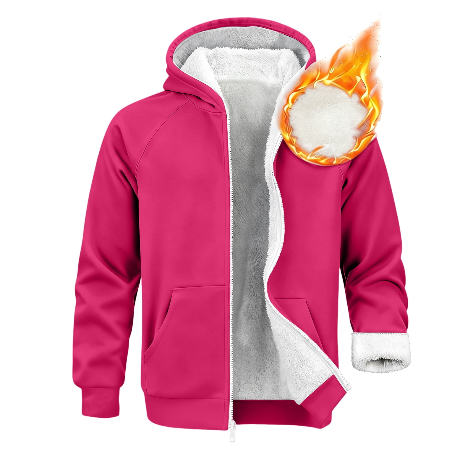 CharmCyan Men's Casual Warm Hooded Jacket Hot Pink S - Walmart.com